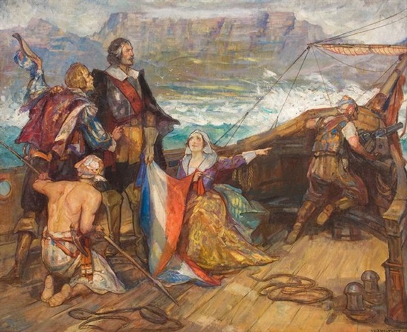 The arrival of Jan van Riebeeck at the Cape, 1652 by John Henry Amshewitz on artnet