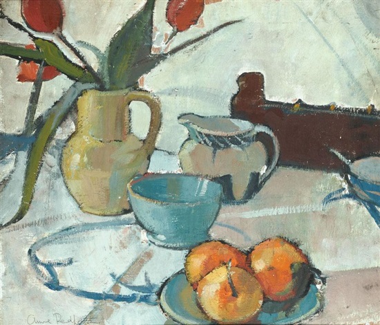Still life of tulips and oranges by Anne Redpath on artnet Still life of tulips and oranges by Anne Redpath on artnet