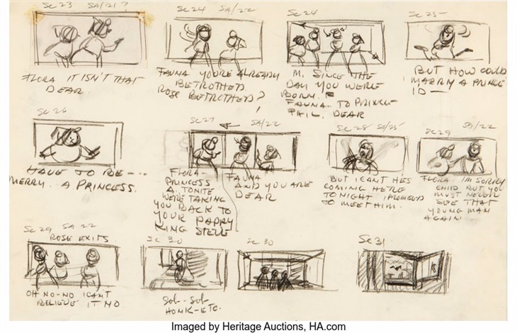 Sleeping Beauty Storyboards Original Art Walt Disney, 1959 by Walt ...
