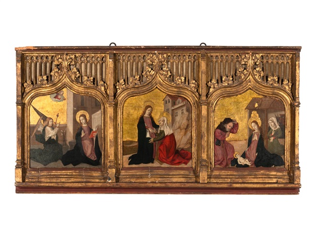 The Annunciation, The Visitation, The Nativity a tryptich by French ...