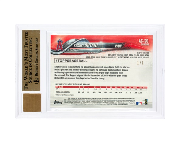 2018 Topps Chrome Sapphire Superfractor Rookie Autograph AC-SO Shohei ...