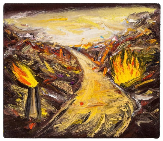 PAINTING ROAD IN FIERY LANDSCAPE by Peter Booth on artnet