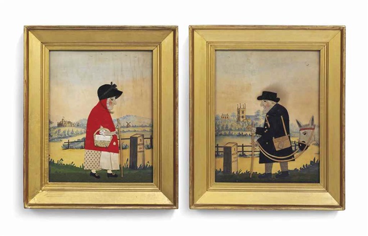 Old Bright The Postman leading a donkey with Frant church in the ...