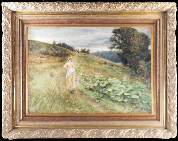 Milkmaid in landscape by Robert Jobling on artnet