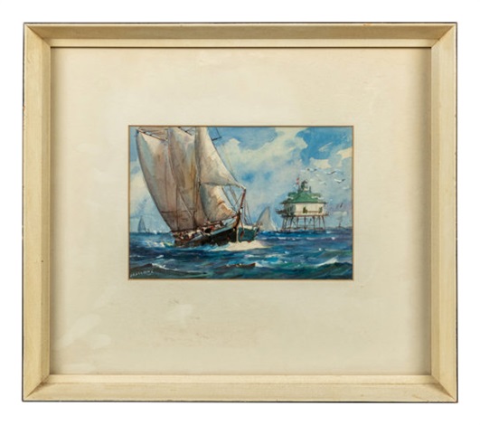Sailing and Harbor Scenes a group of three works by James Milton ...