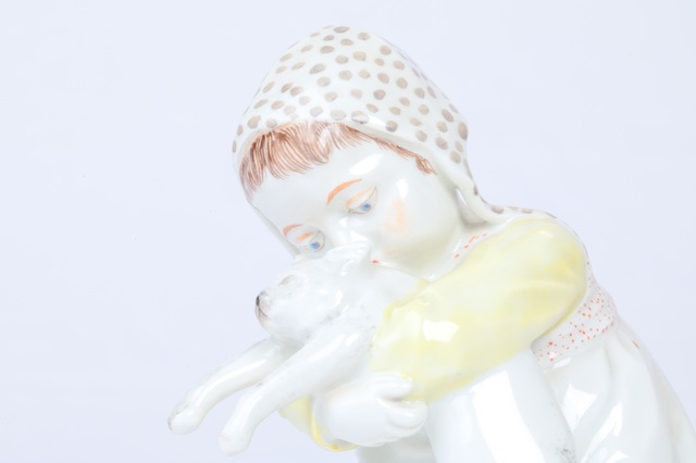 Meissen pair of Hentschel children with doll and cat by Konrad ...