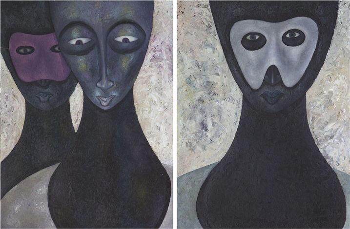 Masquerade diptych by Anthony Okello on artnet