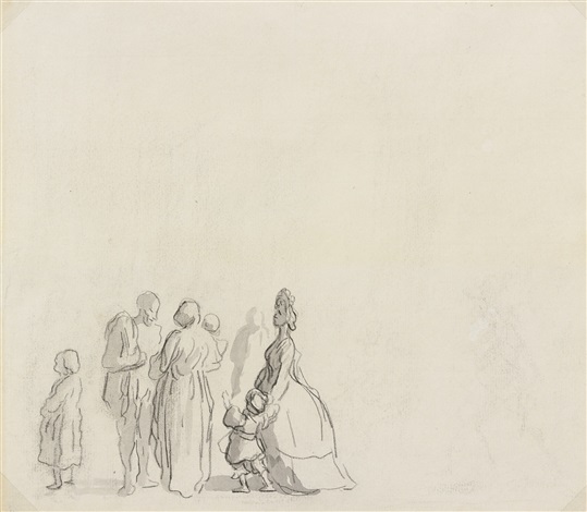 ETUDE DE PERSONNAGES AND ETUDE POUR LE MARCHÉ A DOUBLE SIDED DRAWING by ...