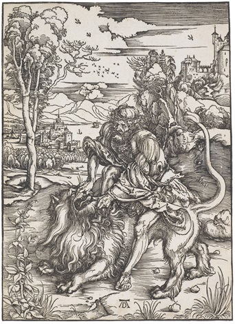 Samson fighting with the Lion by Albrecht Dürer on artnet
