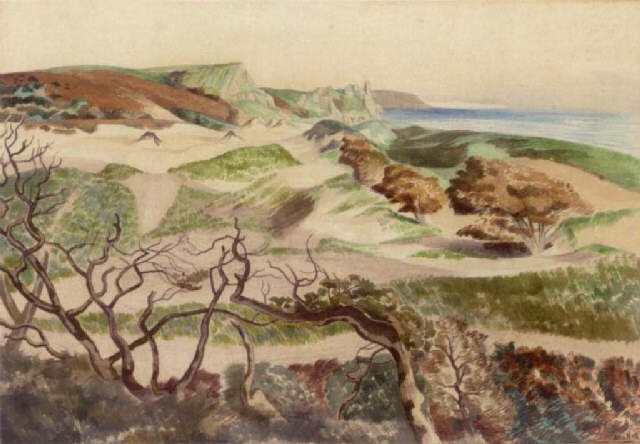 Sand dunes and rocky coast by John Nash on artnet