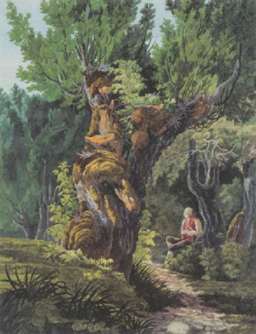 Wanderer im Wald by Friedrich Salathe on artnet