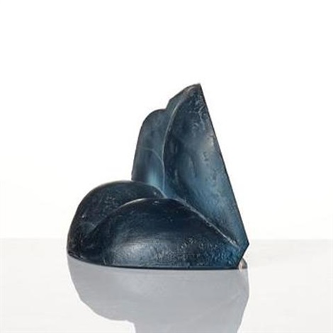 A kiln-cast glass aquamarine blue sculpture by Ann Wolff on artnet