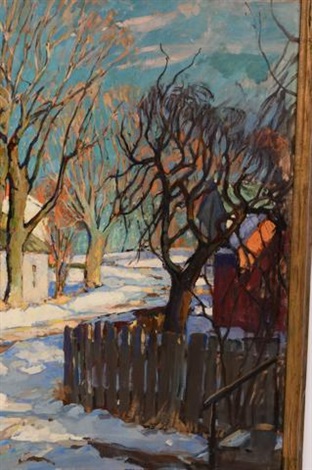 William Lester Stevens American, 1888-1969, Village in the Winter by ...