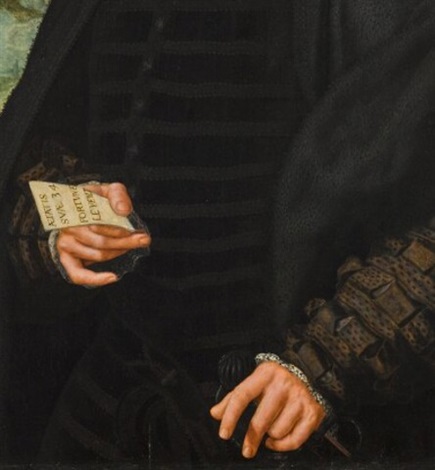 Portrait of a bearded gentleman, aged 34, in front of an extensive ...