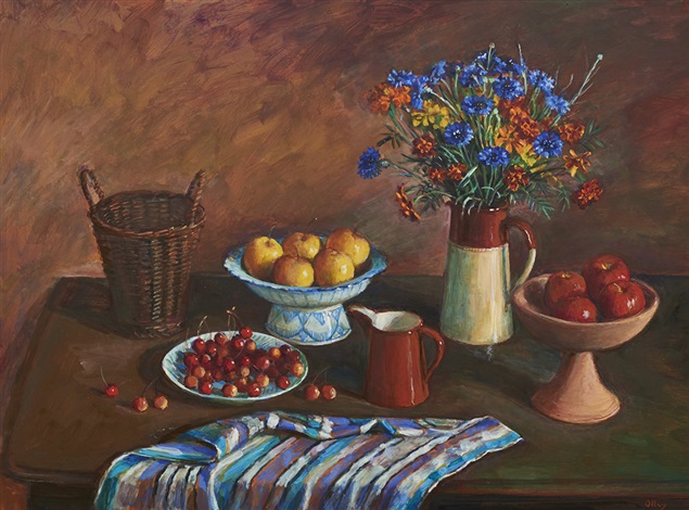 Still Life Fruit and Flowers by Margaret Hannah Olley on artnet