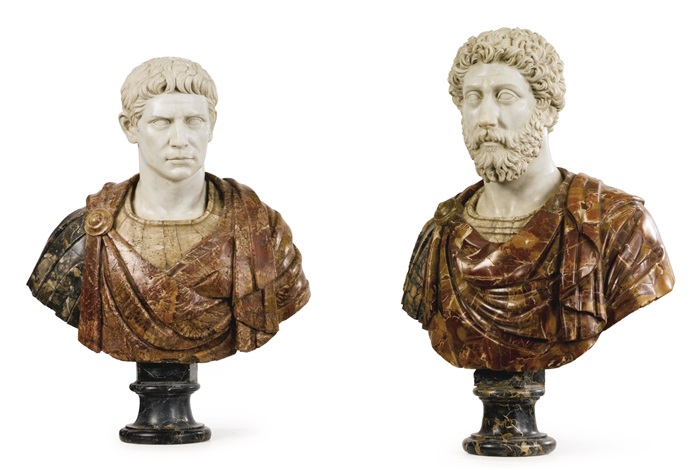 Busts of Emperor Augustus and Marcus Aurelius pair by Anonymous on artnet