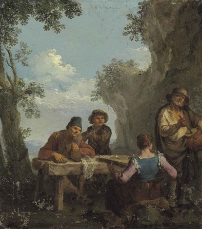 Four peasants playing music by Paolo Monaldi on artnet