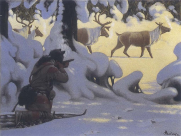 The caribou hunter by Arthur Heming on artnet