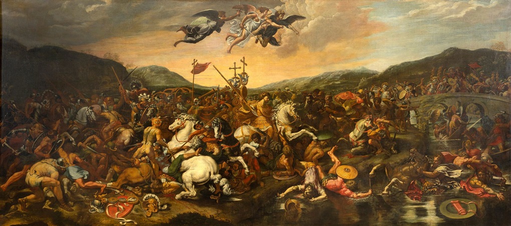 Constantine at the Battle of the Milvian Bridge by Raphael on artnet