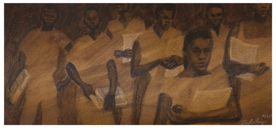 Black students, civil rights struggle by Tom Feelings on artnet