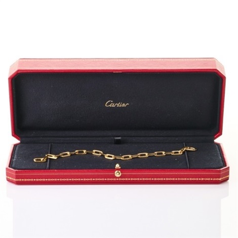 Cartier, 18ct Yellow Gold, 19cm Santos-Dumont Chain Bracelet by Cartier ...
