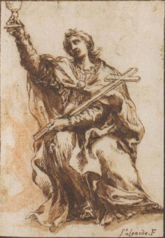 Une allégorie de la Religion, tenant une croix et un calice by ...