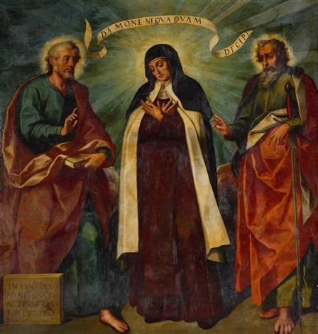 SAINT THERESA OF AVILA BETWEEN SAINTS PETER AND PAUL by Baltasar de ...