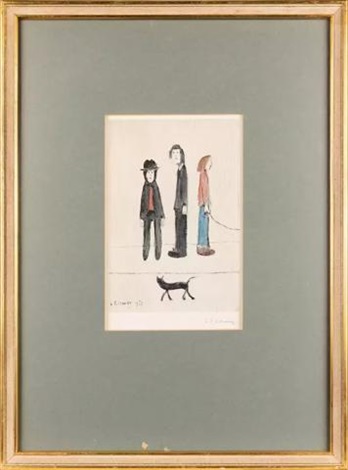 Three Men and a Cat, 1971 by L.S. Lowry on artnet