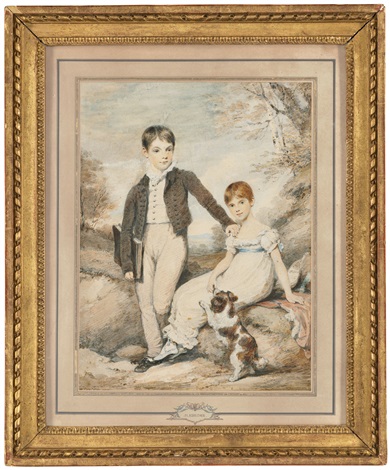 Portrait of Carew St. John-Mildmay 1800-1878 and his sister Laetitia by ...