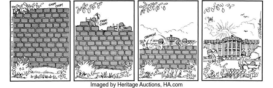 Garry Trudeau White House Wall Doonesbury Daily 9-2-1974 Comic Strip ...