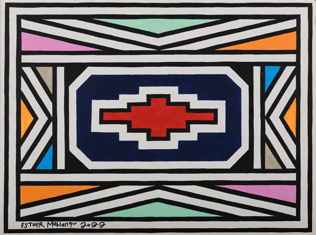 Ndebele pattern by Esther Mahlangu on artnet