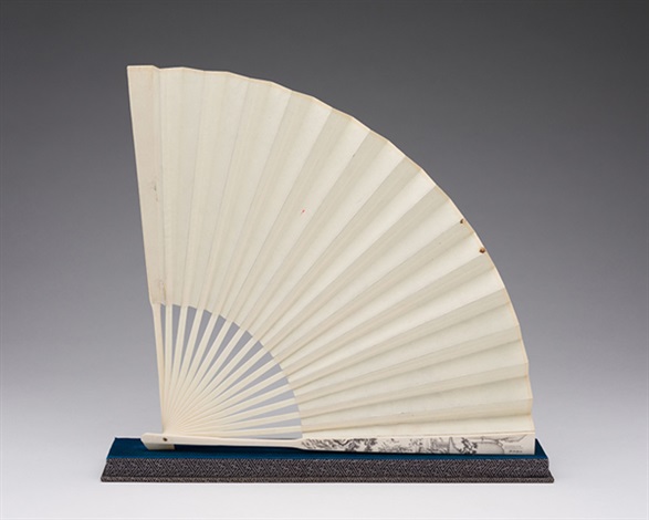 Painted Folding Fan with Ivory Carved Fan Bones, 20th Century by ...