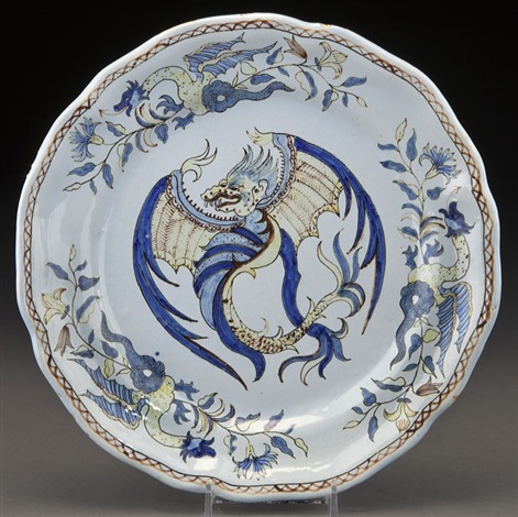 Guivre plate of Rouen style fetauring a sea beast to the center by ...