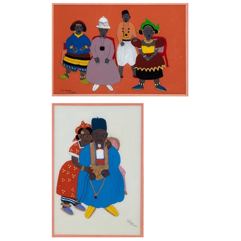 Lot of two paintings fixed under glass by Gora M'Bengue on artnet