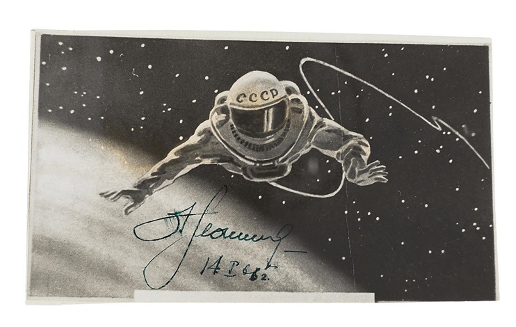THE FIRST SPACEWALK. Two signed photographs SIGNED by Alexei A. Leonov ...