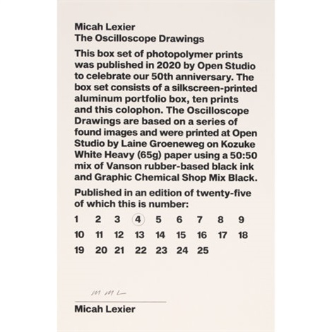 THE OSCILLOSCOPE DRAWINGS COMPLETE BOX SET OF 10 PRINTS by Micah Lexier ...