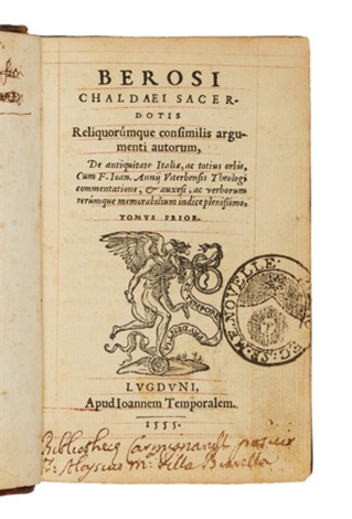 Berosus, De antiquitate Italiae, Lyon, 1555, Parisian morocco for ...