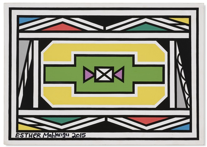 NDEBELE MURAL ABSTRACT UMGWALO by Esther Mahlangu on artnet