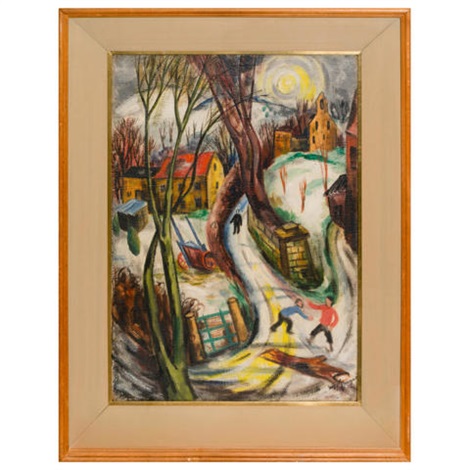 Snow on the hills, Rockbrook, Co. Dublin by Norah McGuinness on artnet