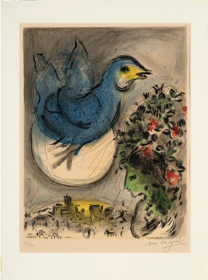 Oiseau bleu Blue bird Blå fugl by Marc Chagall on artnet