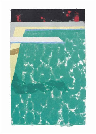 Green Pool with Diving Board and Shadow by David Hockney on artnet