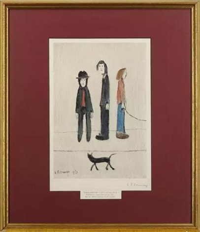 Three Men and a Cat, 1971 by L.S. Lowry on artnet