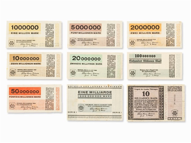 Herbert Bayer, Weimar Hyperinflation Banknotes, Germany, 1923 on artnet