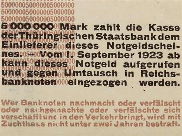 Herbert Bayer, Weimar Hyperinflation Banknotes, Germany, 1923 on artnet