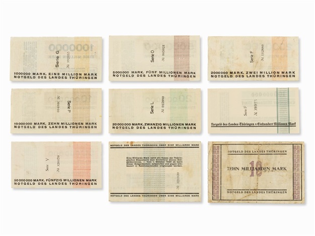 Herbert Bayer, Weimar Hyperinflation Banknotes, Germany, 1923 on artnet