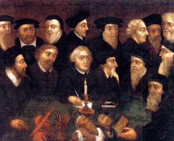 A group portrait of Reformers, including Henry Bullinger, Jerome ...