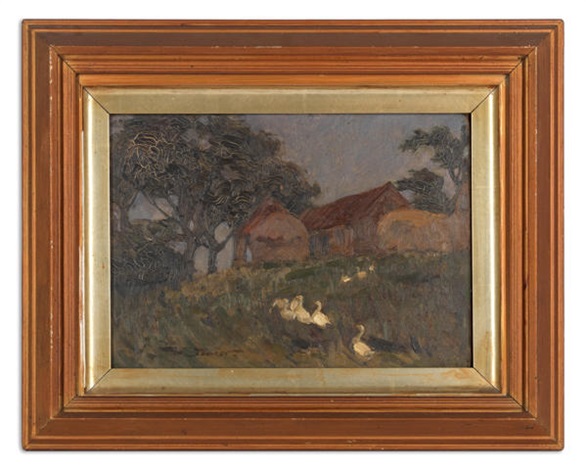 Farmstead with geese by Mark Senior on artnet