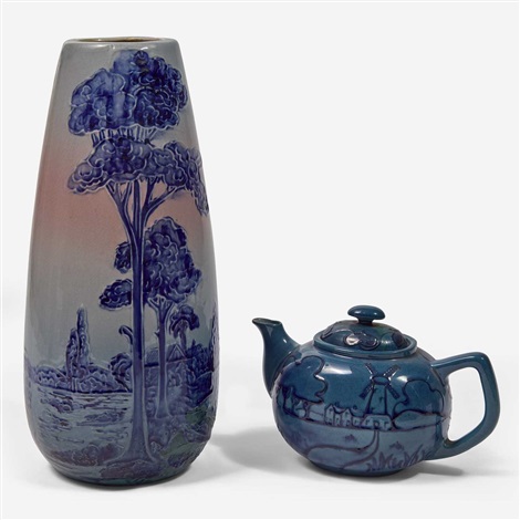 A Vase and Teapot, Weller Pottery, USA, 1904 by Frederick Hurten Rhead ...