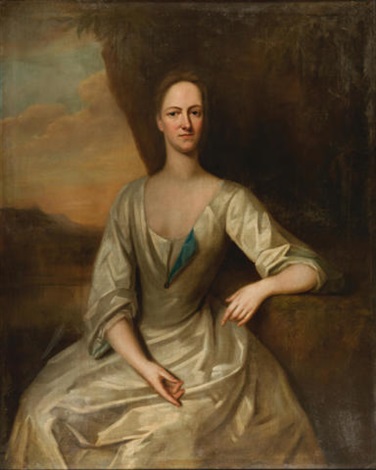 Portrait of Mary Frederick, Mrs Powell, three-quarter-length, in a blue ...