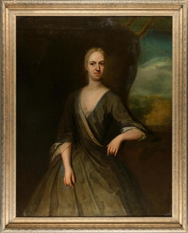 Portrait of Mary Frederick, Mrs Powell, three-quarter-length, in a blue ...